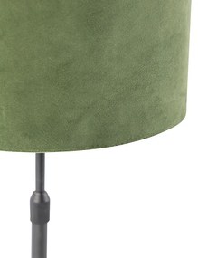 Stolní lampa černá s velurovým odstínem zelená se zlatem 25 cm - Parte