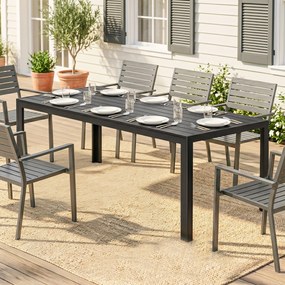 Outsunny zahradní stůl hliníkový stůl 120x70 cm pro zahradní terasu dřevo-plast polywood černý odolný proti povětrnostním vlivům a moderní | Aosom.de