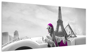 Obraz Eiffelovy věže a auta (100x40 cm)