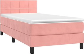 Box spring postel s matrací a LED růžová 90x190 cm samet 3134380