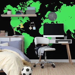 Samolepící tapeta zelená mapa na černém pozadí - 150x100 cm