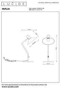 Lucide 05528/01/30 stolní lampa Pepijn, černá, E14, 45cm