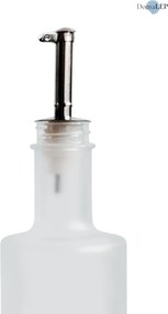 Skleněná láhev na olej 200 ml bílá mléčná s nerezovou nálevkou VILO