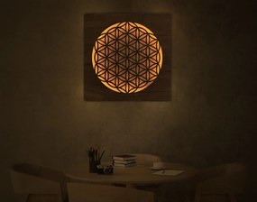 Li-Go "Květ života" světelný obraz 230V 62x62cm provedení povrchu: dub světlý