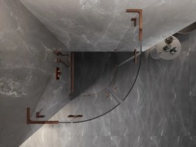 Mexen Lunar, L výklopný půlkruhový sprchový kout 70 x 70 cm, 8mm čiré sklo, profil růžové zlato, 833L-070L-070P-60-00