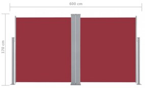 Zatahovací boční markýza 170x600 cm Dekorhome Červená