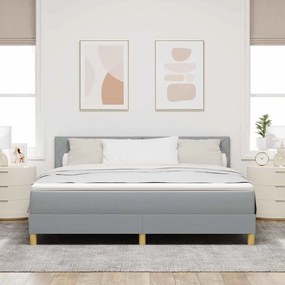 Postel s boxspringem s čelo Světle šedá 180 x 200 cm textil 3339014