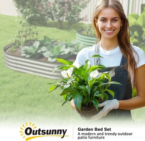 Outsunny Sada 2 Zvednutých Zahradních Truhlíků z Pozinkované Oceli, Sada Zahradního Lůžka, Gumový Okraj a Otevřené Dno, pro Zeleninu, Ovoce, Květiny,…