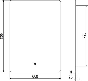 Mexen Sun, LED koupelnové zrcadlo s podsvícením 60x80 cm, 6000K, ochrana proti zamlžování, 9807-060-080-611-00