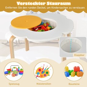 Costway 5 Částečná dětská stolní židle sada ve tvaru květiny s úložným prostorem