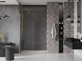 Mexen Velar posuvné sprchové dveře 140 cm, transparentní, kartáčované zlaté - 871-140-000-01-55