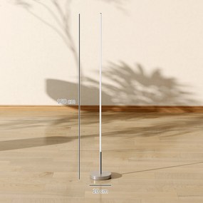 HOMCOM LED stojací lampa do obývacího pokoje s nastavitelnou barevnou teplotou pro ložnici, kancelář, 20 x 150 cm