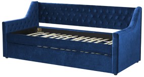 Rozkládací sametová postel 90 x 200 cm modrá MONTARGIS Beliani