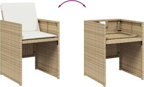 9dílný zahradní jídelní set s poduškami béžový polyratan 3277791