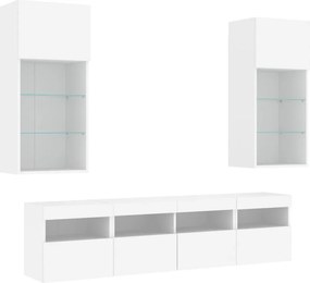 5dílná obývací stěna s LED osvětlením bílá kompozitní dřevo 3216743