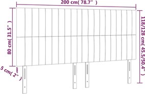 Čelo postele s LED tmavě šedé 200x5x118/128 cm samet 3122729