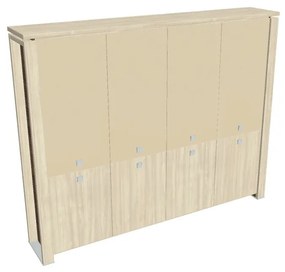 Vysoká skříň Verno+ 260 x 46 x 210 cm, kombinované dveře, akát / vanilka