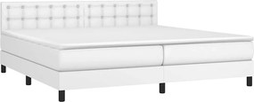 Box spring postel s matrací a LED bílá 200x200 cm umělá kůže 3134244