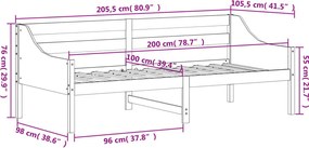 vidaXL Válenda 100 x 200 cm masivní borové dřevo [842834] Barva: Bílá