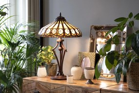 Stolní lampa Tiffany Ellegant - Ø 41*64 cm/ E27/max 2*60W