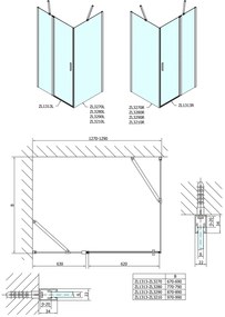 Polysan, ZOOM LINE sprchové dveře 1300mm, čiré sklo, ZL1313