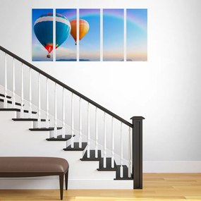 5-dílný obraz dobrodružné balóny - 200x100 cm