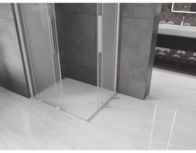 Mexen Velar Duo, sprchový kout s posuvnými dveřmi 100 x 90 cm, 8mm sklo námraza, broušená ocel, 871-100-090-32-97