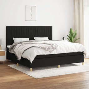 Box spring postel s matrací černá 200x200 cm textil,  3142523