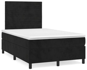 Box spring postel s matrací a LED černá 120 x 190 cm samet
