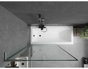 Mexen Next L, 1-křídlová vanová zástěna 100 x 150 cm, 6mm čiré sklo-černý vzor, ​​grafitový profil, 895-100-000-03-70-66