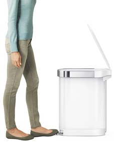 Úzký pedálový odpadkový koš Simplehuman Slim – 45 l, bílá nerez ocel