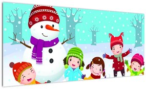 Obraz dětí na sněhu (100x40cm)