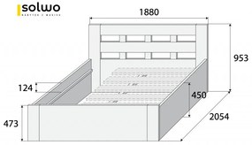 Masivní postel INA - Solwo Design Materiál: Dub Cink, Povrchová úprava: Olej odstín BO106, Specifikace: 90x200