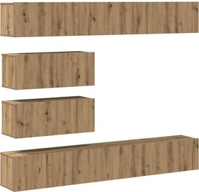 Sada 6 kusů nástěnné TV skříňka dub artisan kompozitní dřevo 3329150