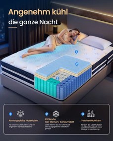 7-zónová taštičková matrace s gelovou paměťovou pěnou H3 RMZB35234Q101 výška 25 cm