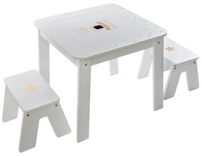 Atmosphera for Kids Dětský stůl pro 2 s úložným prostorem bílý a zlatý