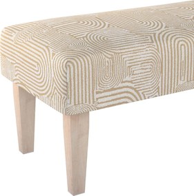 Dlouhá lavička 100x40cm barva béžová látka pletený vzor, vzorované