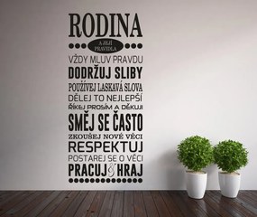 Samolepky na zeď - Rodinná pravidla Barva: Růžová, Velikost: 100x43 cm
