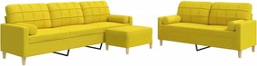 3dílná sedací souprava s podnožkou a polštáři žlutá textil 3278348