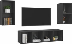 vidaXL Nástěnné TV skříňky 4 ks dřevotříska [3079871] Barva: Betonová šedá