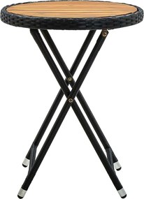 Čajový stolek černý 60 cm polyratan a masivní akácie 316509