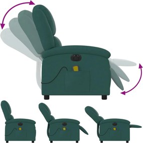 Elektrické masážní polohovací křeslo tmavě zelené textil 3204158
