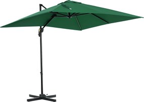Zahradní slunečník Outsunny s kličkou 2,5x2,5m s 360° rotací, slunečník na balkon s podstavcem, ventilací a nastavitelným zastíněním na 5 úrovních, Ze