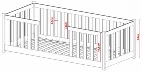 Dětská postel se zábranami NORENE - 90x200, šedá