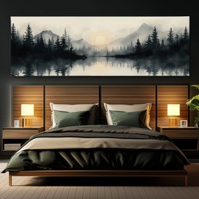Obraz na plátně - Jehličnatý les v mokřadech FeelHappy.cz Velikost obrazu: 180 x 60 cm
