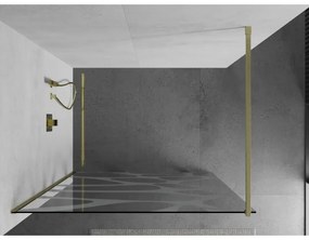 Mexen Kioto, sprchová zástěna Walk-In 140 x 200 cm, 8mm čiré sklo bílý vzor, ​​zlatý matný profil, 800-140-101-55-97