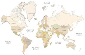 Tapeta mapa sveta s vintage prvkami - 150x100 cm