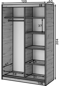 Eltap Šatní skříň Emerio II se zrcadlem