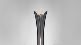 Artemide 1361010A Cadmo, designová stojací lampa s černou vnější a bílou vnitřní úpravou se stmívačem, 44W + 10W LED 3000K, výška: 174cm