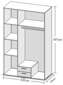 Šatní skříň Chicago, 120 cm, dub artisan/antracit